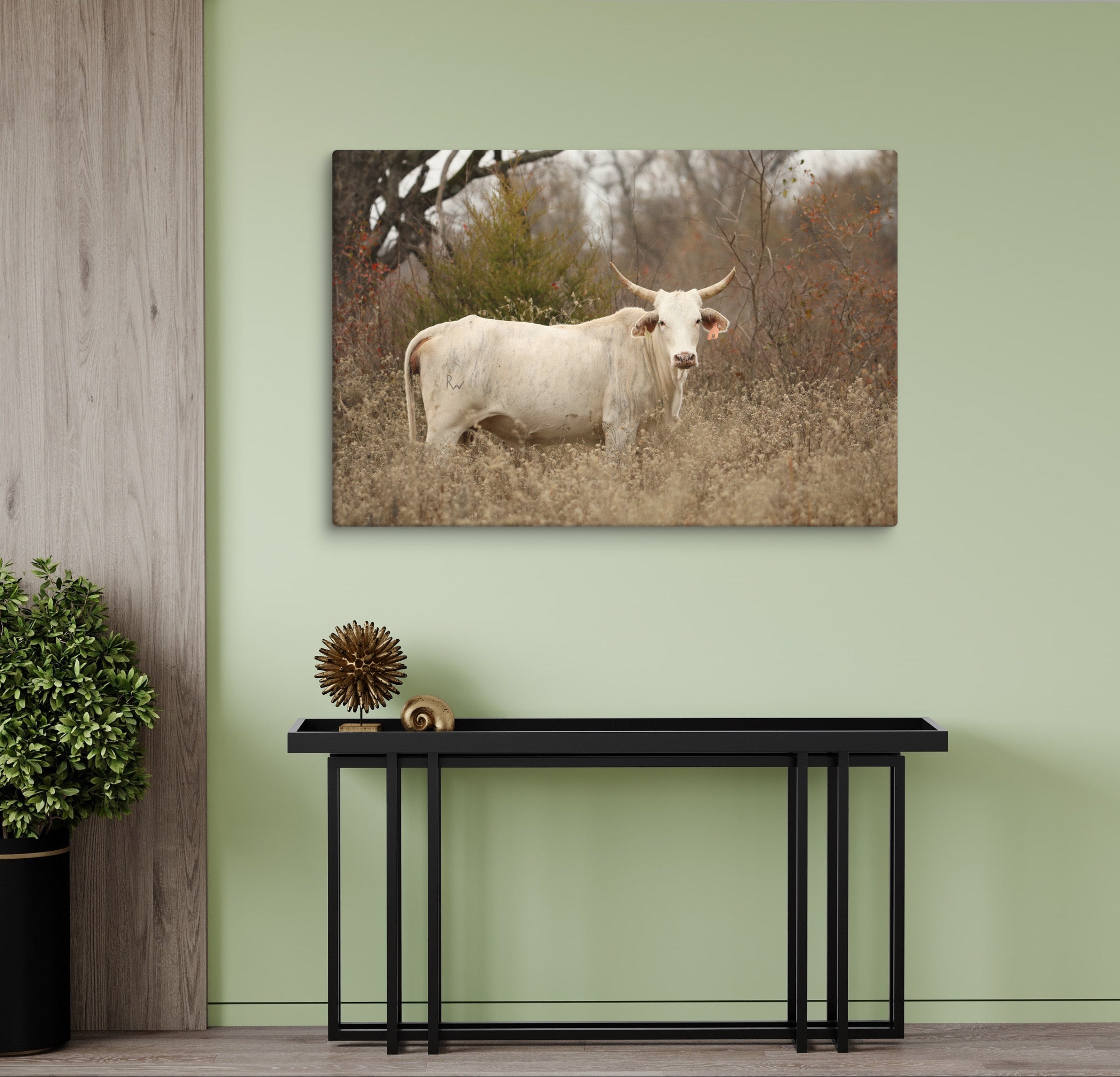 Blonde Brindle Cow Canvas Farmhouse Decor Western Wall Art – Bridles ...